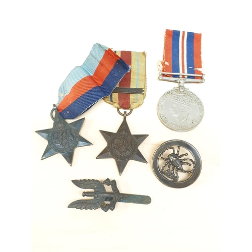 Set of long range desert group medals and badges to include Africa Star ...
