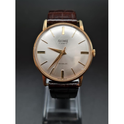 14ct Gold Vintage MANUAL WIND PRECIMAX 21 Jewel 1960s Watch with Number ...