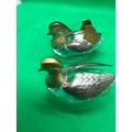 A pair of Antique Japanese silver gilt and glass bird salts Length 7 ...