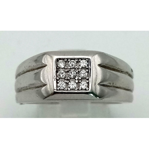 Sterling Silver stone set Signet Style ring. Weighs 8.40g, size T.