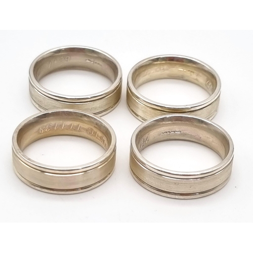 A Set of Four Sterling Silver Vintage Band Rings. Hallmarks for ...