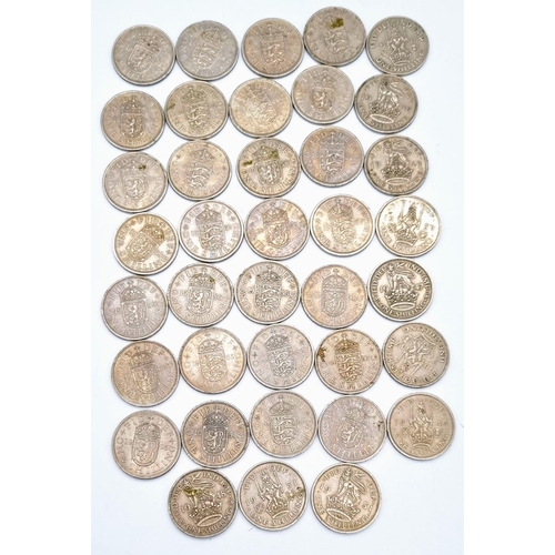 A Complete set of UK Shillings 1947- 66. Includes scarcer types - 58E ...