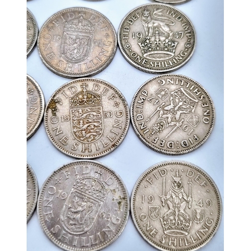 A Complete set of UK Shillings 1947- 66. Includes scarcer types - 58E ...