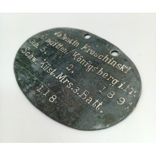 RARE WW1 Imperial German Dog Tag.