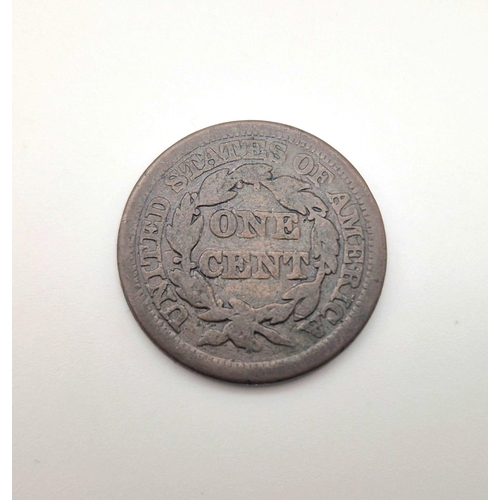 A USA 1848 Large One Cent Coin. Please see photos for conditions.