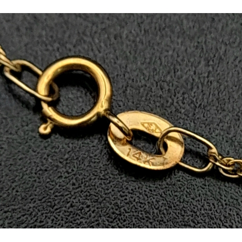 A 9K Gold Chain with CZ 1ct Pendant. 44cm. 2.7g total weight.