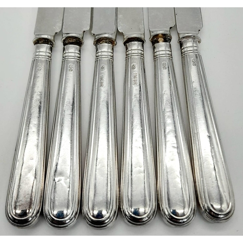 Six Antique Sterling Silver Dinner Knives. Silver handles only ...