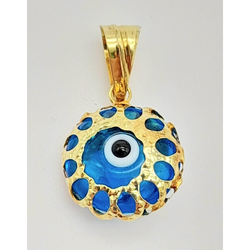 A Scarce Turkish ‘All Seeing Eye’ (Test 14k) Gold Pendant 1.8cm Length ...
