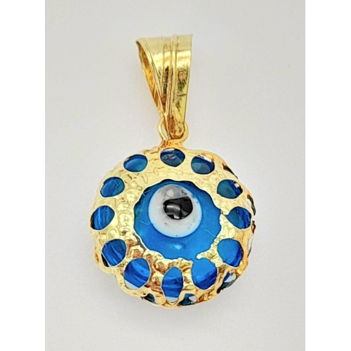 A Scarce Turkish ‘All Seeing Eye’ (Test 14k) Gold Pendant 1.8cm Length ...