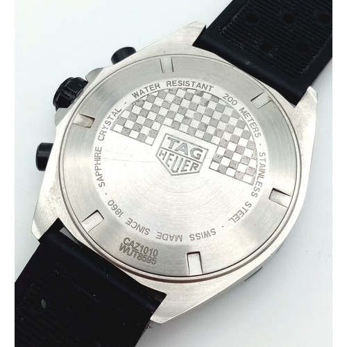 A Tag Heuer Formula Gents Chronograph Watch. Black rubber strap. Black ...