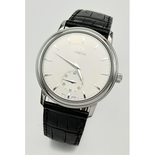 AN OMEGA GENTS SLIMLINE WATCH IN STAINLESS STEEL ON ORIGINAL OMEGA ...