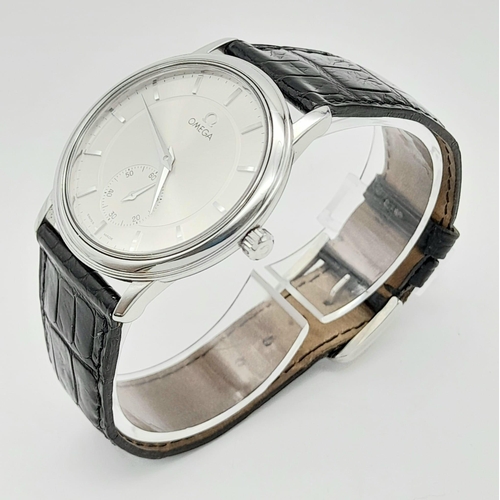 AN OMEGA GENTS SLIMLINE WATCH IN STAINLESS STEEL ON ORIGINAL OMEGA ...
