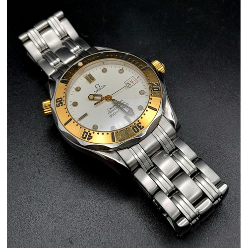 An Omega Seamaster Quartz Midsize Watch. Stainless steel strap and case ...
