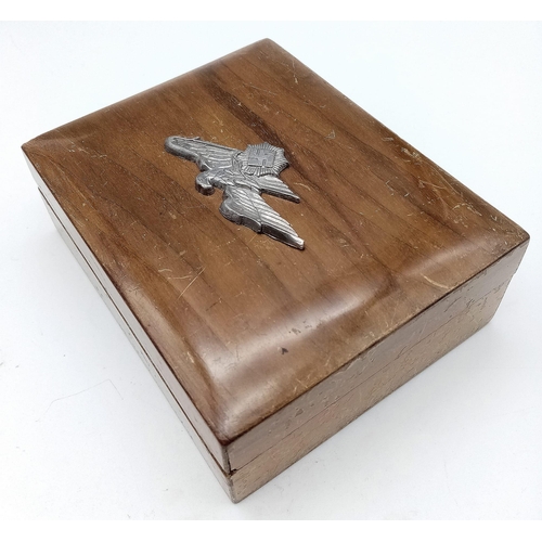 WW2 German Wooden Box with R.LB Badge (Air Raid Warden).