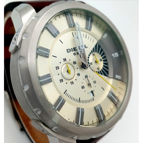 A Very Good Condition Men’s Oversize Chronograph Watch by Diesel. Brown ...