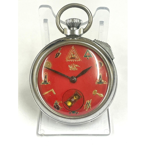 Vintage Masonic automaton ( rotating hourglass ) pocket watch working