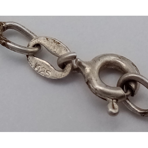 A vintage sterling silver heart locket pendant on silver belcher chain ...