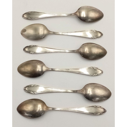 Set of 6 Silver Plated Waffen SS Spoons in original hard case.