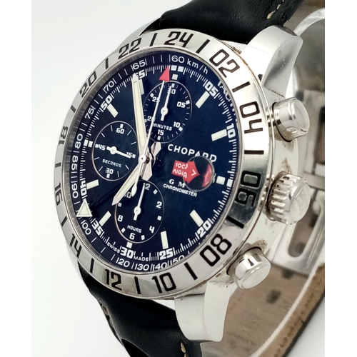 A Chopard Mille Miglia Automatic Gents Watch. Black leather strap. Stainless steel case - 42mm. Blac