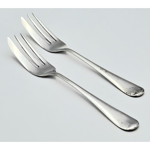 Two Sterling Silver Cake Forks. Clear hallmarks for Birmingham. 13cm ...