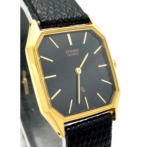 Gentleman’s Smart and Elegant CITIZEN QUARTZ WRISTWATCH.Octagonal black ...