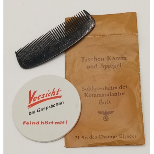 A WW2 German Comb and Mirror from the R & R Centre in Paris for ...