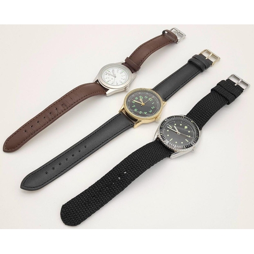 A Parcel of Three Military Homage Watches Comprising 1) 1940’s Design ...
