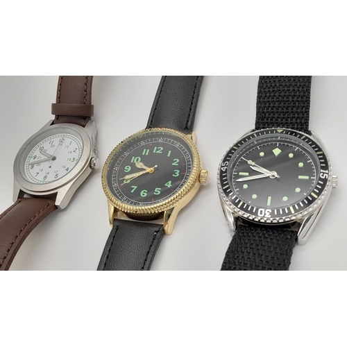 A Parcel of Three Military Homage Watches Comprising 1) 1940’s Design ...
