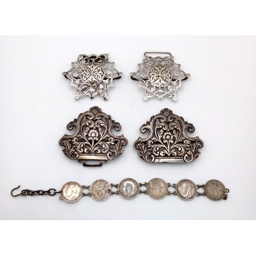Two Vintage Sterling Silver Nurse Buckles. One with hanging silver ...