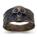 A WW1 Silver Imperial German Patriotic Skull Ring. Marked “Warsaw” 5 ...
