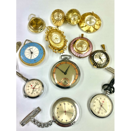 A SELECTION OF ASSORTED FOB WATCHES & POCKET WATCH , SOME WORKING . AS ...