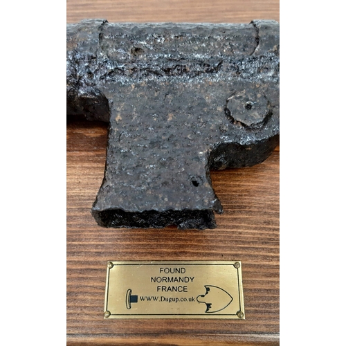 WW2 Mounted Normandy Relic German MP 40.