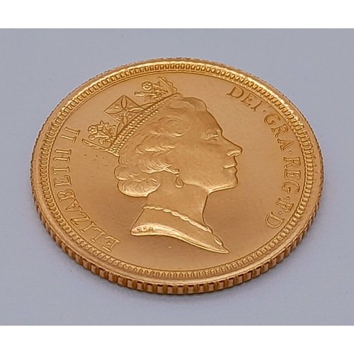 A 1992 Queen Elizabeth II, 22K Gold Half Sovereign Coin. Proof ...
