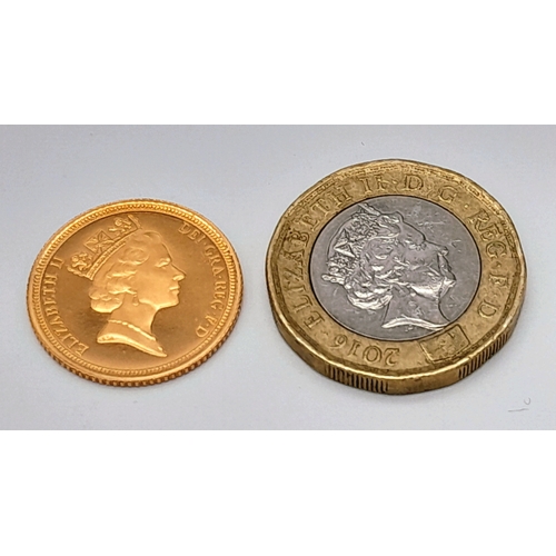 A 1992 Queen Elizabeth II, 22K Gold Half Sovereign Coin. Proof ...