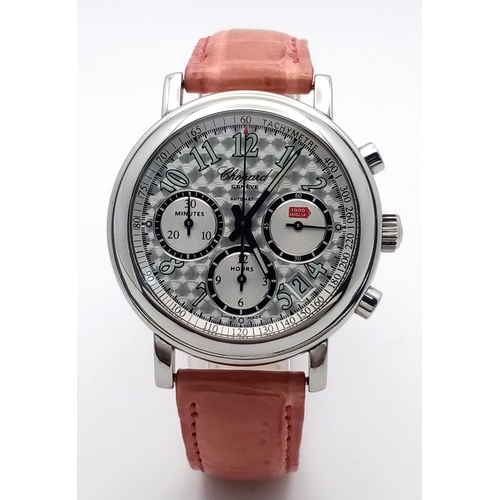 A Chopard Automatic Chronograph Watch. Model 8331. Salmon leather strap ...
