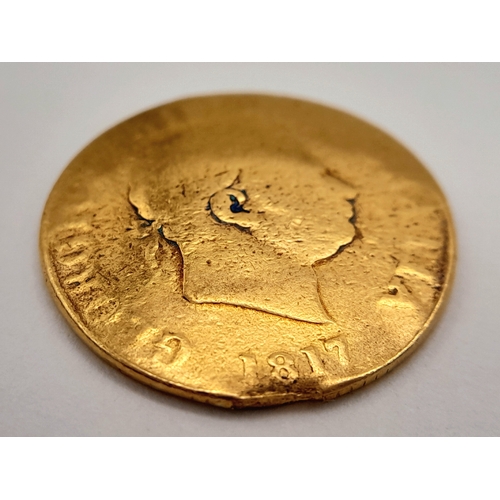 AN 1817 KING GEORGE III SHIELD BACK, LAUREATE HEAD FACING RIGHT, HALF ...