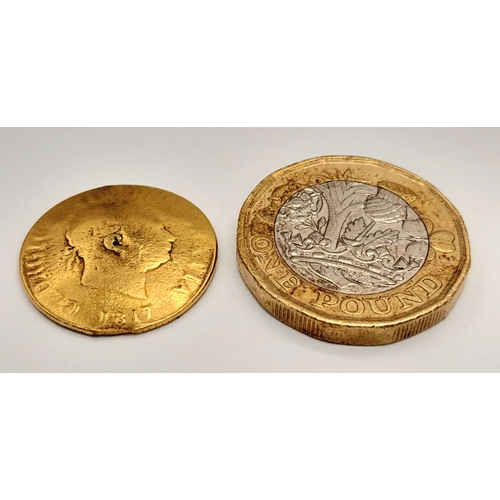 AN 1817 KING GEORGE III SHIELD BACK, LAUREATE HEAD FACING RIGHT, HALF ...