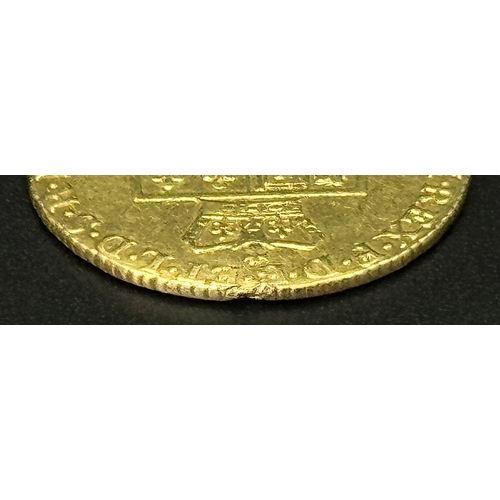 A 1790 KING GEORGE III ONE GUINEA COIN. 22K GOLD. C3021.