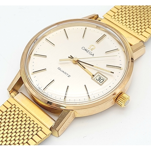 A Vintage Omega Quartz Gents Watch. Gold plated bracelet and case ...
