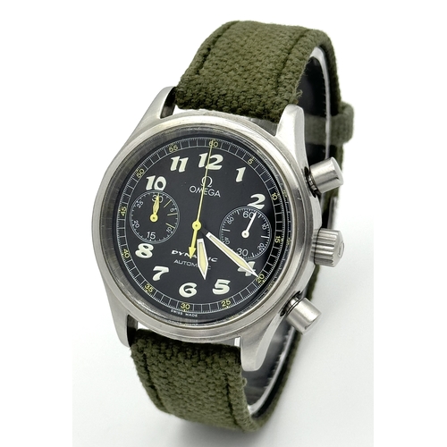THE OMEGA "DYNAMIC" AUTOMATIC SPORTS WATCH WITH 2 SUBDIALS ON A BLACK ...