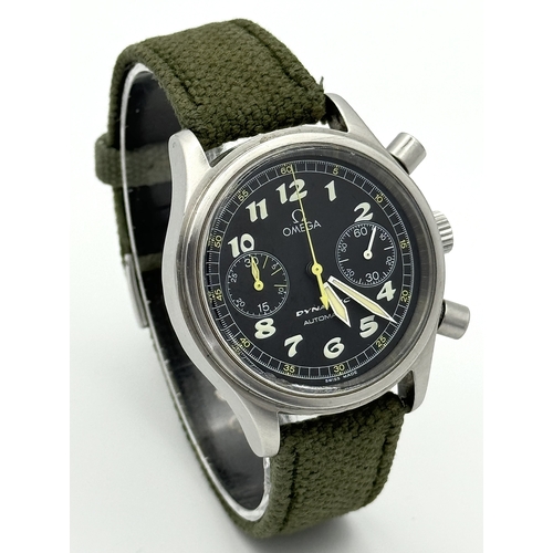 THE OMEGA "DYNAMIC" AUTOMATIC SPORTS WATCH WITH 2 SUBDIALS ON A BLACK ...