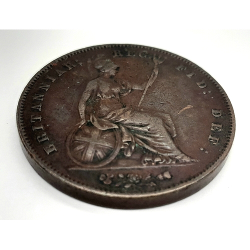 1858 BRITISH PENNY. Victoria early head. Condition extra fine. Having ...