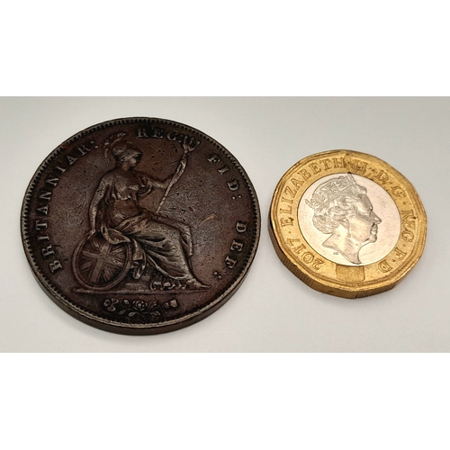 1858 BRITISH PENNY. Victoria early head. Condition extra fine. Having ...