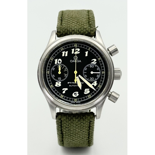 THE OMEGA "DYNAMIC" AUTOMATIC SPORTS WATCH WITH 2 SUBDIALS ON A BLACK ...
