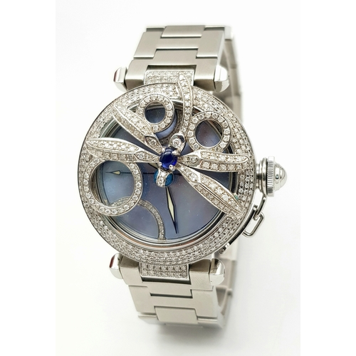 A Pasha de Cartier Automatic Diamond Dragonfly Ladies Watch. Stainless ...