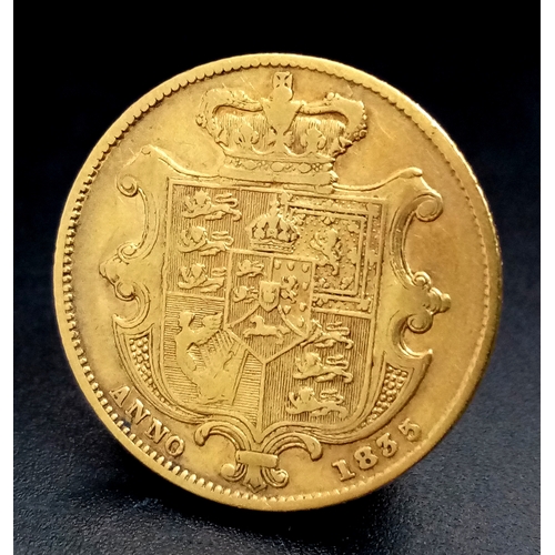 A 1833 WILLIAM IV SECOND BUST SHIELD BACK FULL SOVEREIGN COIN. REF: 9905