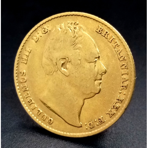 An 1833 WILLIAM IV SECOND BUST SHIELD BACK FULL SOVEREIGN COIN. REF: 9905