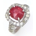 A 2.85ct Ruby and Diamond Ring. Comes with a GLI certificate. Size M 1/ ...