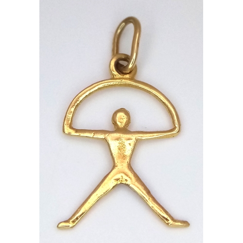 A 9K YELLOW GOLD INDALO MUSCLE MAN CHARM / PENDANT 1G. Ref: SC 7055