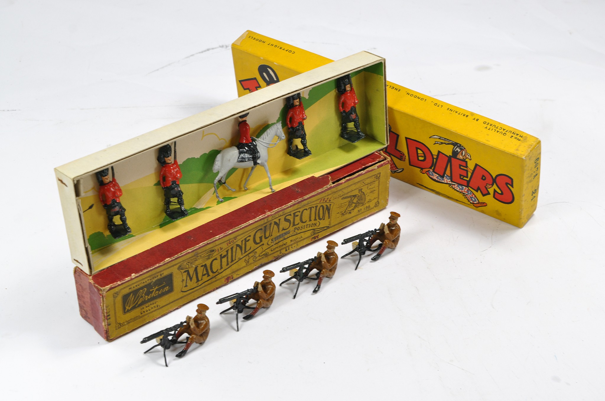 Britains Set No. 198 Machine Gun Section comprising 4 seated figures ...